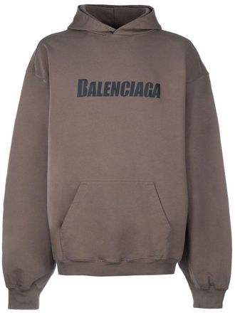 Balenciaga hoodie en coton &agrave; logo imprim&eacute; - Tons neutres