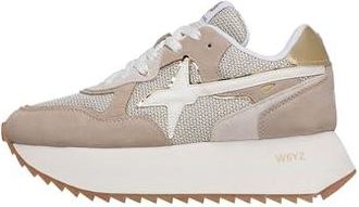 W6YZ Baskets en su&egrave;de et Tissu Technique, Beige-Platin 41