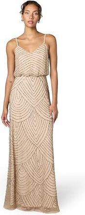 Adrianna Papell Robe longue à perles pour femme. - beige - 44
