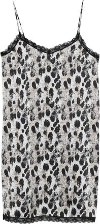 R13 lace-trim leopard-print mini dress - Nude