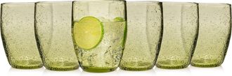 S&auml;nger | Trinkgl&auml;ser Set London, 6-teiliges Gl&auml;ser Set in Gr&uuml;n f&uuml;r 6 Personen aus Glas, Wassergl&auml;ser, Tropfen Textur | 320 ml