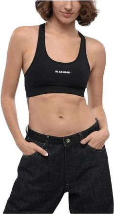 Jil Sander Femme, Sport, Noir, Taille: 38 FR Tech Fabric Crop Top Design de Soutien
