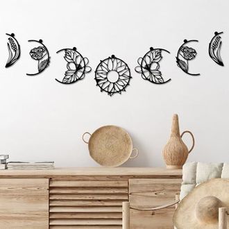 Hanah Home Elegant Black Decorative Metal Wall Accessory Set (7 Pieces) | 100% Metal, 1.5 mm Thick | Perfect for Home Decor, Easy Wall Hanging | Stylish & Durabl