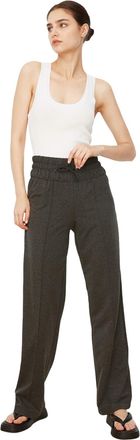 Trendyol Trendyol Damen Anthracite High Waist Straight Fit Knitted Slim Treatpants Sweatpants, Anthracite, M EU