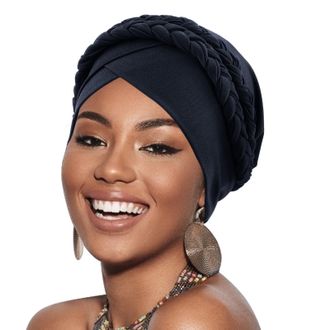 Dreshow 1 St&uuml;ck Afrikanischer Damen Turban Doppelt Geflecht Kopfbedeckung Kopft&uuml;cher Chemo Kappe Vorgebunden Beanie M&uuml;tze Kopfwickel Schlafm&uuml;tze