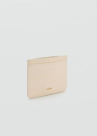 Mango Porte-cartes effet croco &eacute;cru - Femme - Taille unique - MANGO
