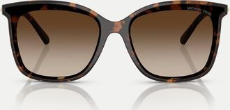 Michael Kors Zermatt eckige Sonnenbrille mit grauen Gl&auml;sern in dunklem Schildpatt-Braun