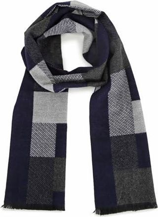 Miss Lulu Echarpe Homme Hiver Foulards Chaud Douce Tricot Longue Confortable pour Lhiver Écharpe à Carreaux Mode Classique Business pour Hommes Femme (Bleu Mari