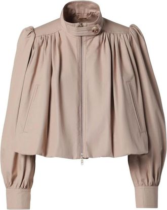 Chlo&eacute; Femme, Vestes, Beige, Taille: 36 FR Veste Courte en Coton Fronc&eacute;e