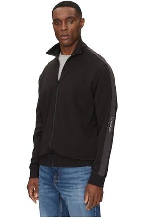 Calvin Klein Sweat dInt&eacute;rieur avec Fermeture &Eacute;clair Homme Tape Zip Through avec Logo, Noir (CK Black), M