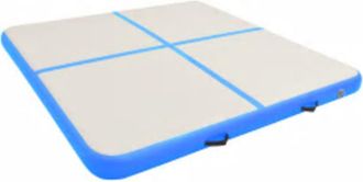 vidaXL Gymnastikmatte Aufblasbar mit Pumpe Turnmatte Tumbling Matte Training Fitnessmatte Yogamatte Trainingsmatte 200x200x15cm PVC Blau
