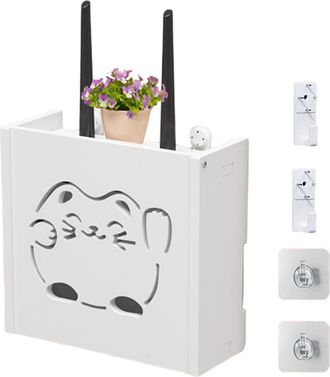 Generic Wandmontiertes Router-Rack - Versteckbox Fortune Cat Router Wandhalterung, Wifi Router Halterung, Router Rack ohne Bohren f&uuml;r Haus, Wohnung, Schlafsaa
