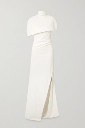 Brandon Maxwell Robe Aus Cr&ecirc;pe Mit Cape-effekt - Wei&szlig;