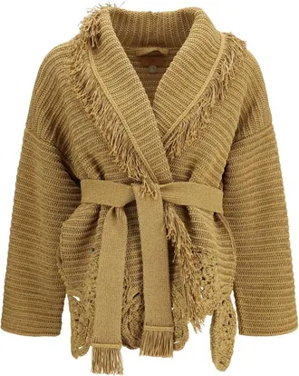 Alanui Cardigan Souvenirs d&Icirc;le - Femme - Pulls - Jaune - Taille: 36/38 FR