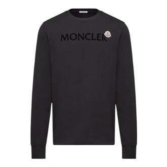 Moncler Homme, Tops, Noir, Taille: S Logo Cotton SweaT-shirt