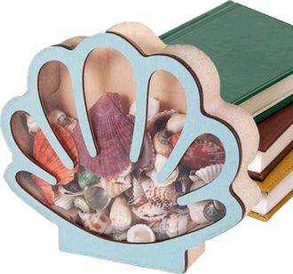 Generico Muschel-Displaybox, Muschelhalter aus Holz f&uuml;r Ausstellung, Reise-Organizer, Dekoration f&uuml;r Tischmitte im Eingang, Wohnzimmer und Schlafzimmer
