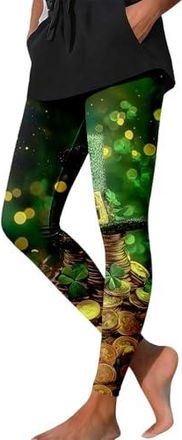 Generic St Legging pour femme, taille haute, leggings anti-roulis, leggings de yoga, leggings de loisirs, pantalons &agrave; enfiler pour personnes &acirc;g&eacute;es, jaune, XXL