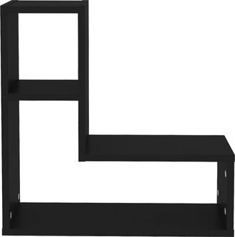 Generic Wandregal 2-teilig, Set mit Schwebenden Wandregalen mit Geometrischer Maserung, Holzwerkstoff f&uuml;r die Wohn- oder Schlafzimmerdekoration (Schwarz)