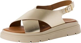 Tamaris Damen Sandalette mit Keilabsatz, metallic, 37 EU