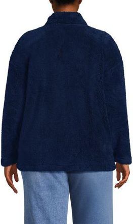 Lands End Plüschfleece-Jacke, Damen, Größe:52-54 plus, Blau, Polyester, by Lands End