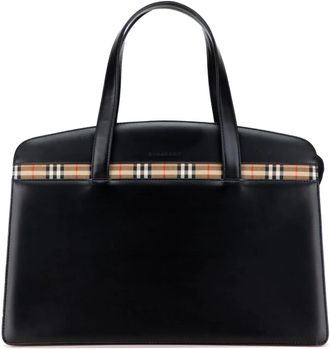 Burberry Crossbody Bags - House Check Trimmed Leather Handbag - Gr. unisize - in Schwarz - f&uuml;r Damen