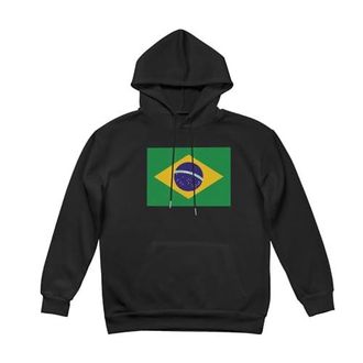 Generic Sweatshirt Br&eacute;sil Doublure Polaire Br&eacute;sil Drapeau Lettres Graphiques Pull Col Rond Manches Longues Coupe Ample Sweat V&ecirc;tewoments Plusieurs Couleurs du