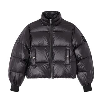 Ganni Zipped Puffer Jacket - - Jackets - Damen - Schwarzk - S