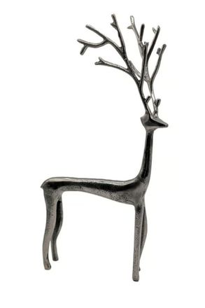 LAMBERT Giacco Rentier Weihnachtsdeko, Silber Antik, H49Cm