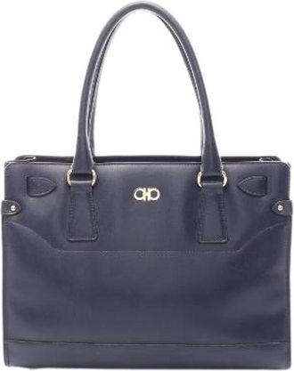 Ferragamo Sac &agrave; main Gancini en cuir doccasion - Femme - Pre-owned - Bleu - Taille: ONE Size