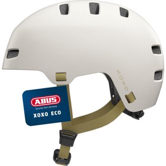 ABUS Fahrradhelm XOXO ECO - Cityhelm im Skater-Look - Helm f&uuml;r Skateboard, Fahrrad, Scooter - alle Komponenten teilweise oder komplett recycelt - f&uuml;r Jugen