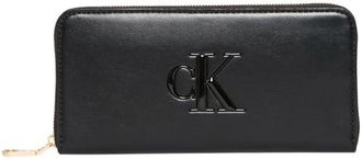 Calvin Klein Portefeuille Femme Bold Long Zip Around avec Logo, Noir (Black), Taille Unique