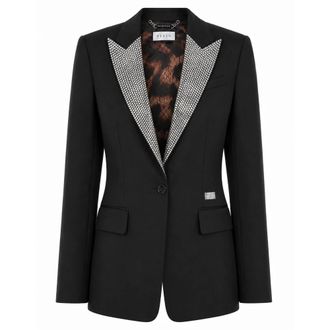 Philipp Plein Single Breasted Fit Blazer Crystal Strass - - Jackets - Damen - Schwarzk - S