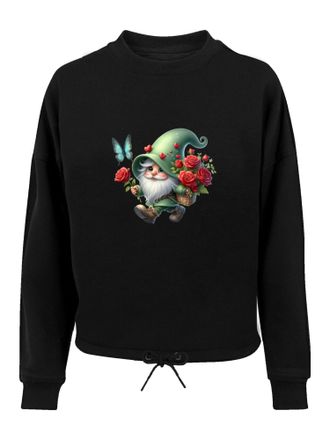 F4NT4STIC Sweatshirt Gnom Frühling Blumen Schmetterling