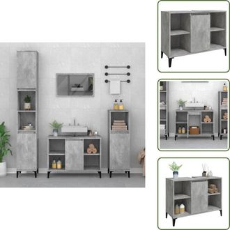 vidaXL Vidaxl - Meuble d&eacute;vier gris b&eacute;ton 80x33x60 cm bois ding&eacute;nierie - Armoire De Salle De Bain - Meuble Vasque - Meuble Sous &Eacute;vier - Rangement Salle De