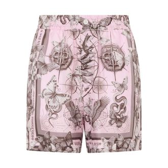 Philipp Plein Femme, Shorts, Rose, Taille: 36 FR Silk Shorts Butterfly Tattoo