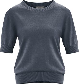 Hempage Hempage Damen vegan Pullover Kurzarm Strick Dunkelgrau