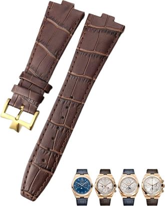 Generic Für Übersee-Uhrenarmbänder mit schwarzer, blau-brauner Narbung, 25-mm-Armband aus echtem Leder mit konvexer Schnittstelle