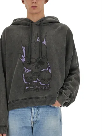 Acne Studios Skull-Print Cotton Sweatshirt - Black