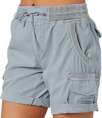 Generic Short Cargo pour Femme - Short Militaire - Short Stretch avec Plusieurs Poches - Pantalon de Loisirs - Pantalon de Travail - Bermuda - Short de randon