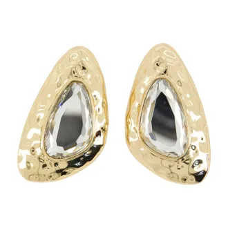 Self Portrait Womens Hammered Earrings Self Portrait Metal Gold Jewelry-Watches