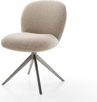 DELIFE Drehstuhl Nube-Flex Boucl&eacute; Schlamm Kreuzgestell breit Graphit 360&deg; drehbar Wippfunktion Taschenfederkern, Esszimmerst&uuml;hle