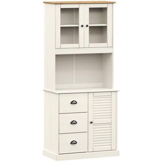 vidaXL Highboard vigo Wei&szlig; 78x40x175 cm Massivholz Kiefer Vidaxl