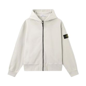Stone Island Homme, Sweatshirts et sweats &agrave; capuche, Gris, Taille: 2XL Sweat &agrave; capuche zipp&eacute; en molleton de coton Malfil&eacute;