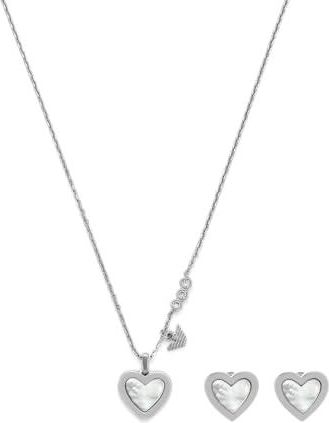 Emporio Armani EGS3228SET Collier en laiton argenté pour femme, taille unique, Laiton, Pas de gemme
