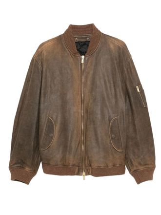 Golden Goose veste en cuir à fermeture zippée - Marron