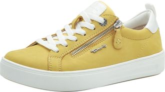 Tamaris Comfort Damen Sneaker flach mit Rei&szlig;verschluss Freizeit, Gelb (Yellow Nubuc), 40 EU