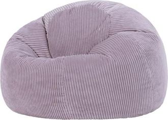 Icon Brand Kingston Sitzsack Cord, Lila, Sitzsack Erwachsene mit F&uuml;llung, Bean Bag, Cord Sessel, Lounge Sessel, Lounge Stuhl, Schlafzimmer, Wohnzimmer, Wohnzimme