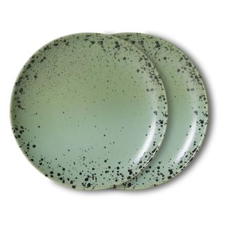 HKliving Assiettes &agrave; dessert en c&eacute;ramique Fleck - Set de 2 HKliving