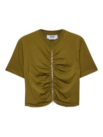 Msgm t-shirt &agrave; fermeture zipp&eacute;e - Vert