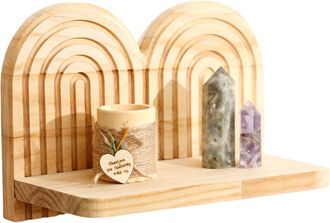 Generic Schwebende Holzregale - keine Bohrmontagem&ouml;glichkeit, platzsparendes Eckregal, Massivholz Stauraum, Wandh&auml;ngendes Display | Innenausstattung f&uuml;r Schla